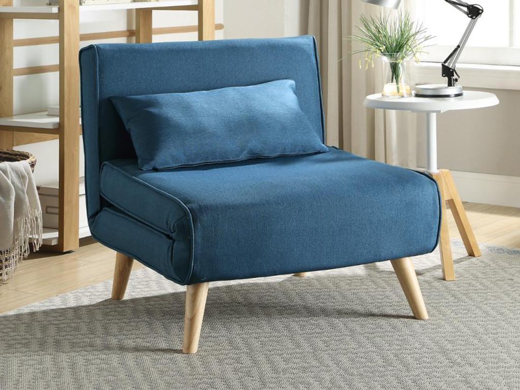 Fauteuil convertible POSIO en tissu - Bleu | Leroy Merlin