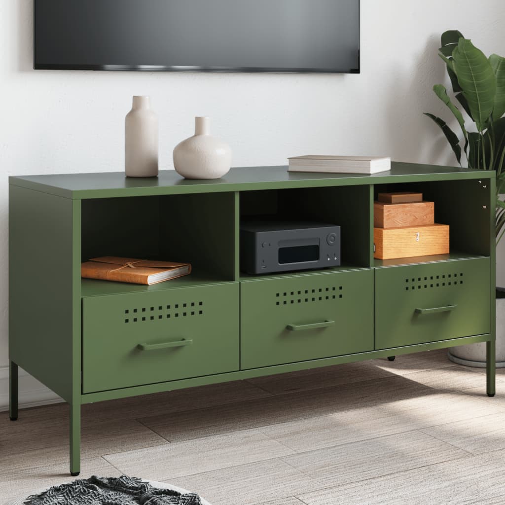 Meuble TV vert olive 100,5x39x50,5 cm acier | Leroy Merlin