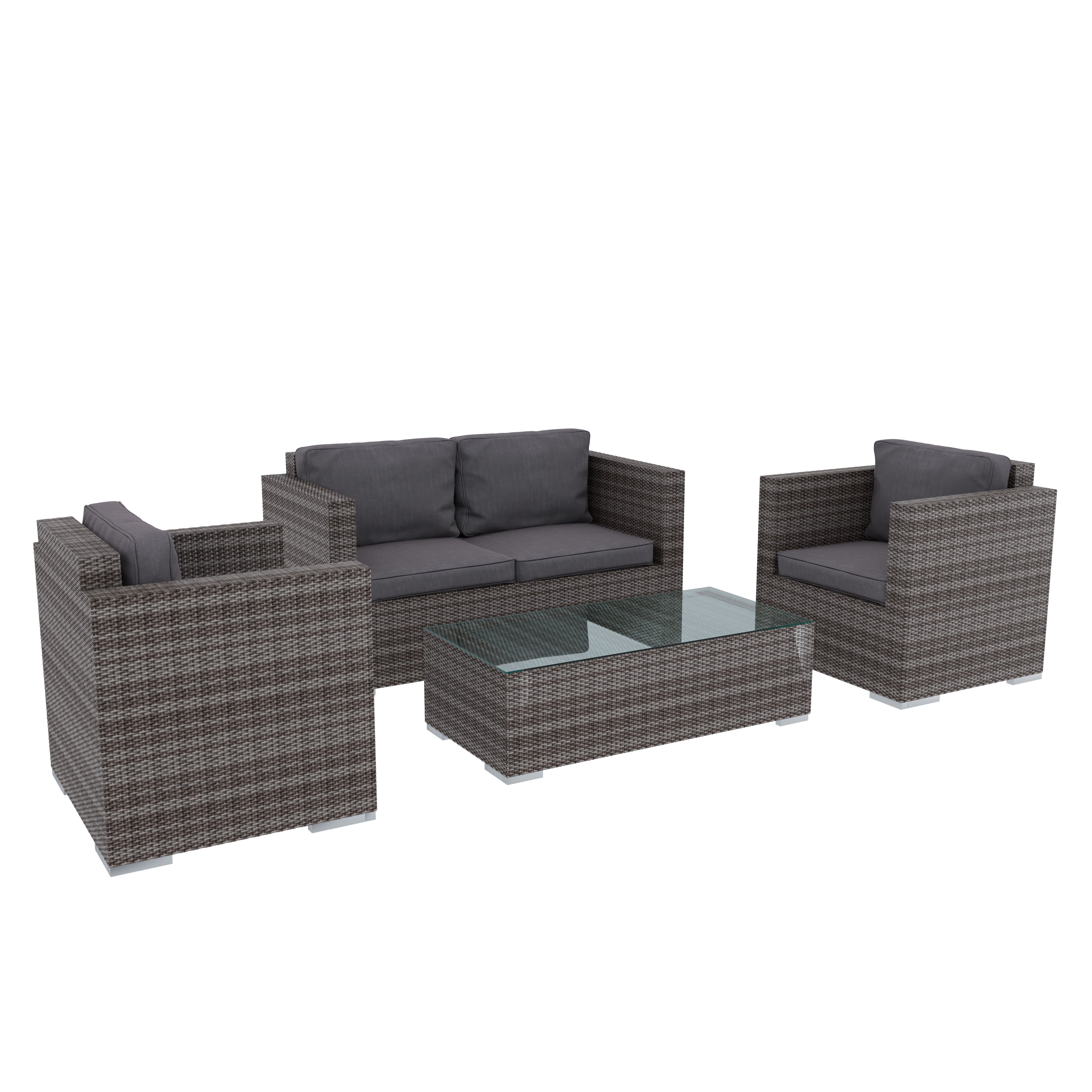 Salotto Da Giardino Salottino in Rattan Set Mobili 4 Posti Tavolino ...