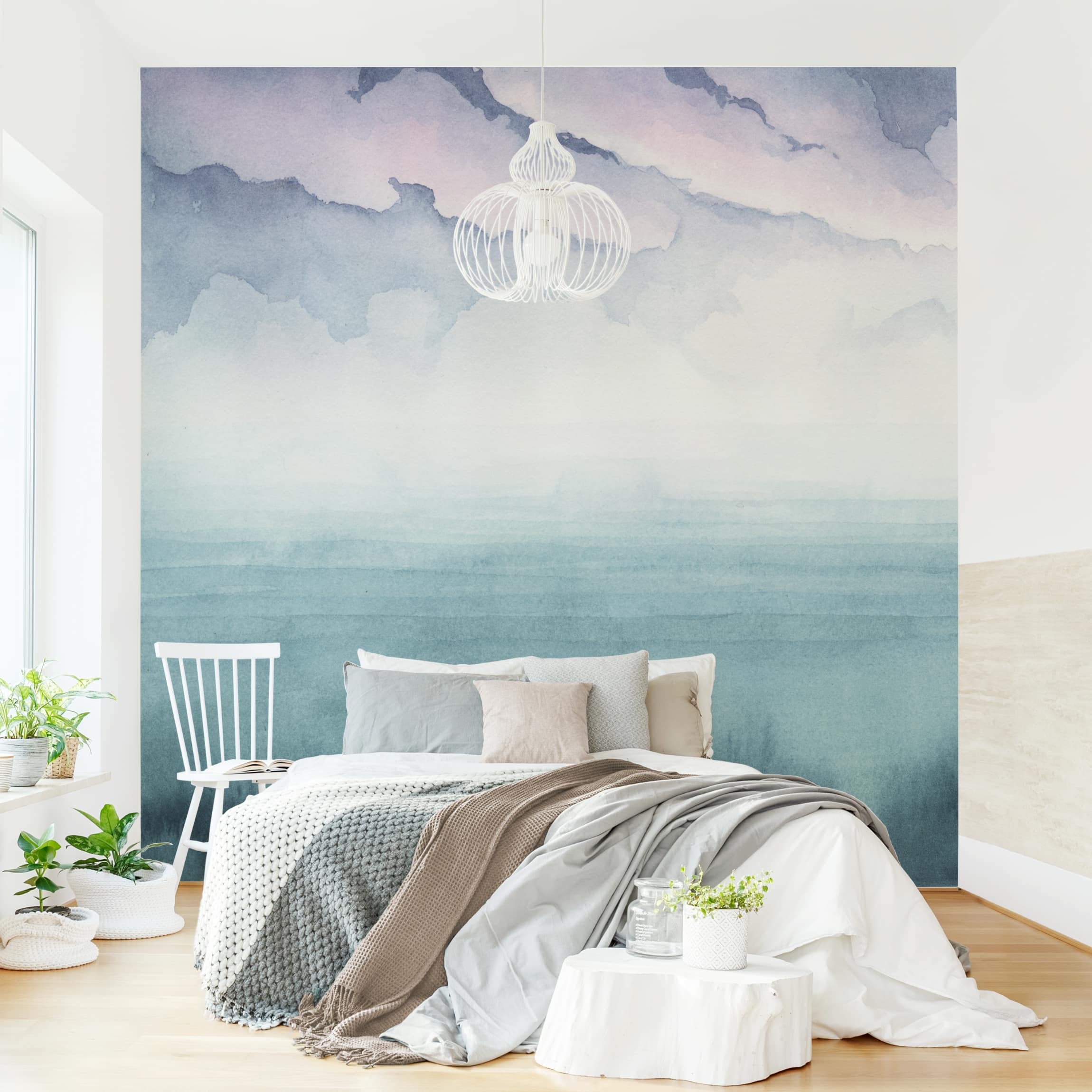 Papel pintado fotomural abstracto arte naturaleza playa acuarela 143 ...