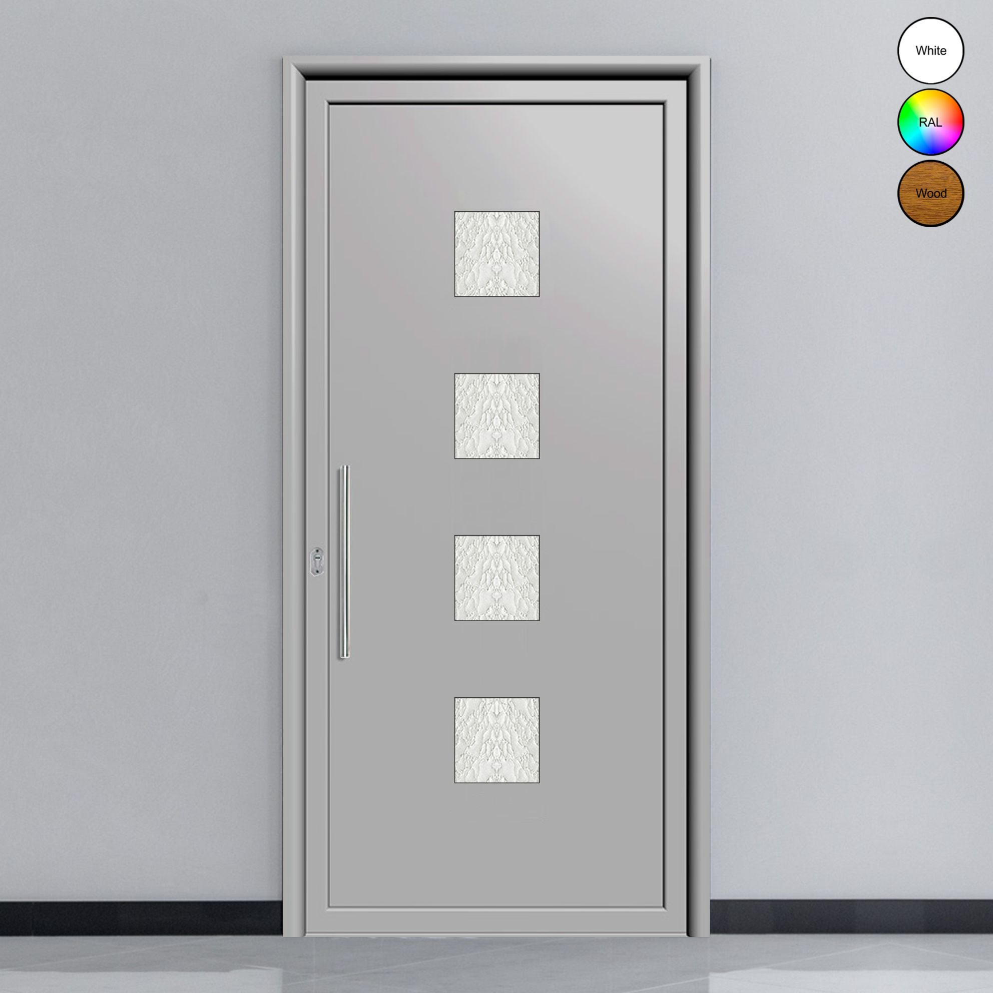 Porte d'entrée en aluminium SIMPLEX 8062 RAL 7004 ( L.: 85 cm x H.: 215 ...