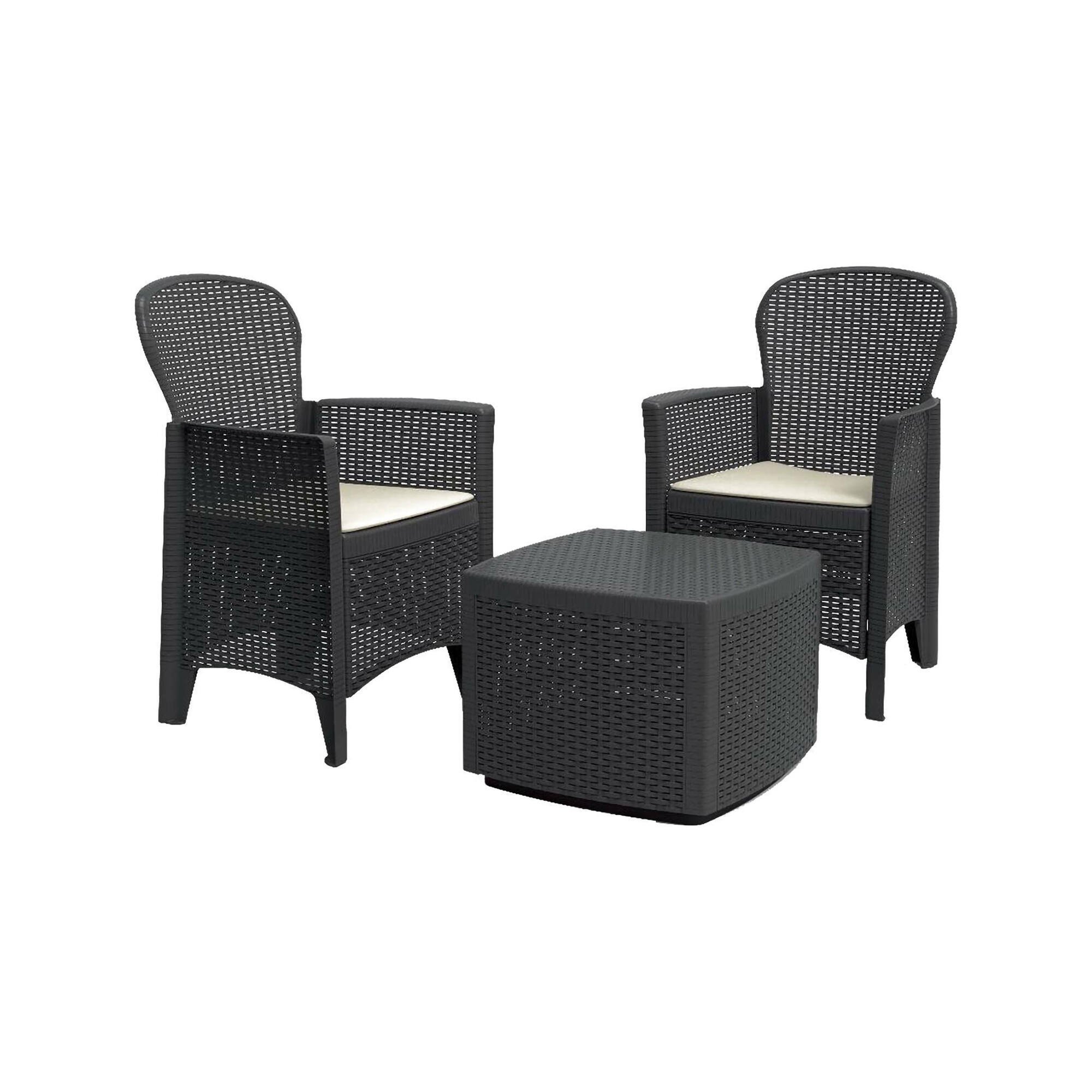 Set salon dextérieur Anny, Salon de jardin composé de 2 fauteuils et 1 ...