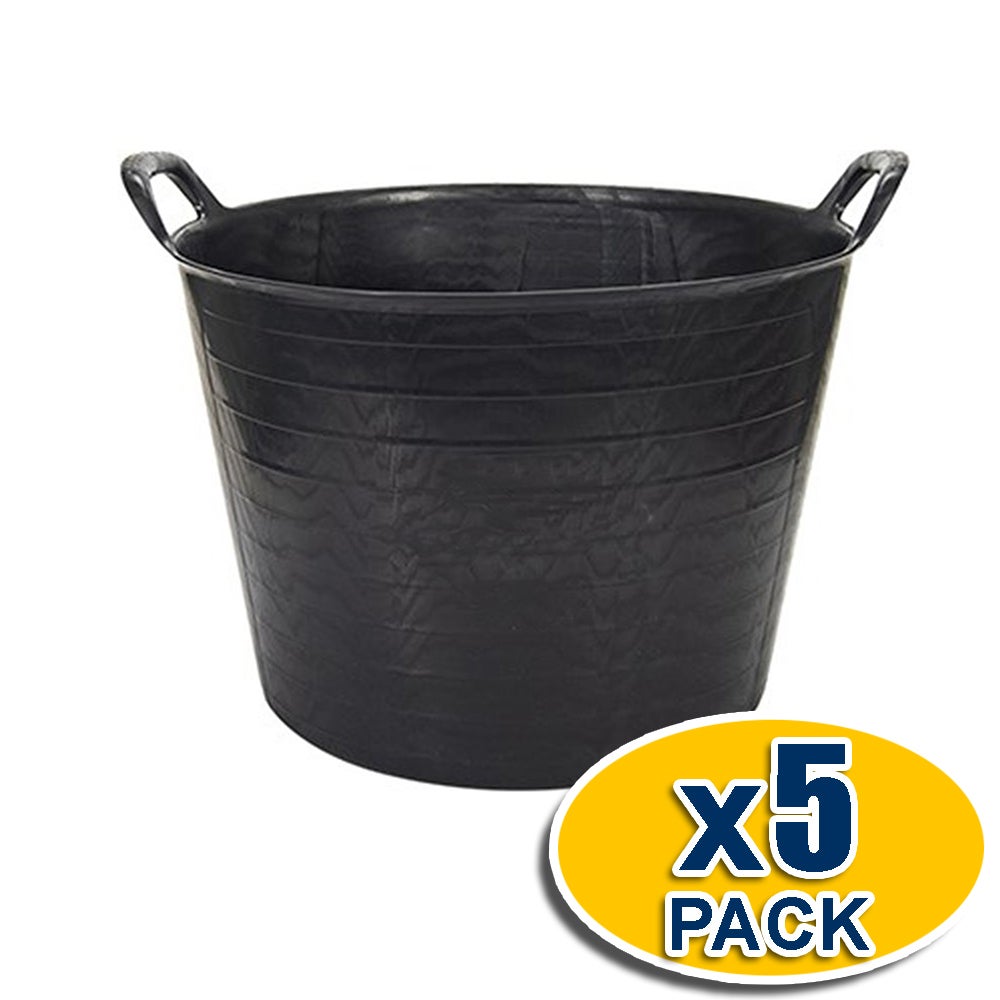 Lot de 5 paniers avec poignées renforcées (noir, 42 L) - Flexibles et ...