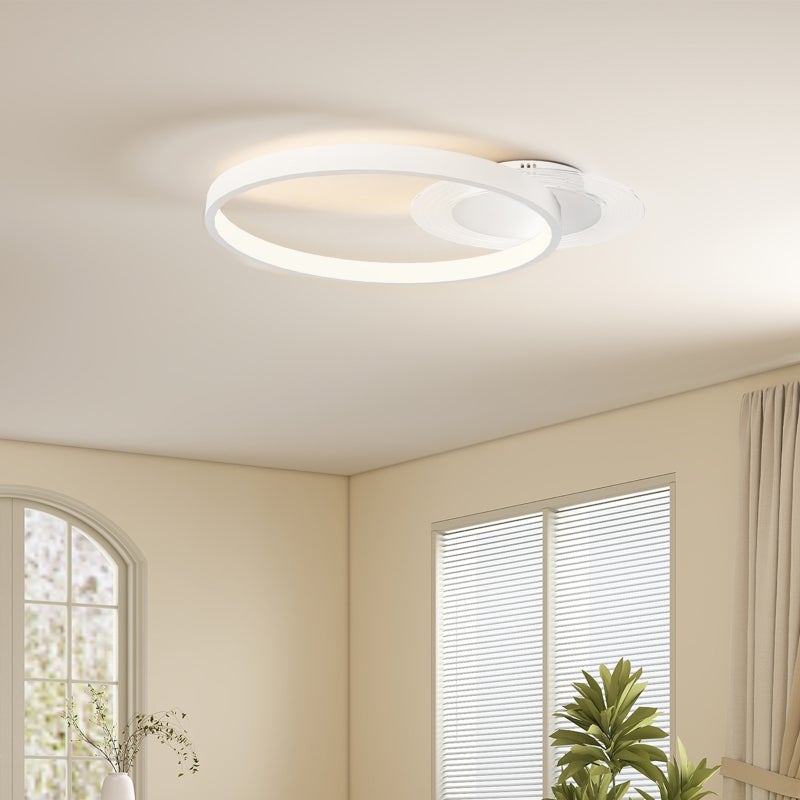 Lampe Plafond LED Double Anneau, Applique Plafond Chambre Salon 50x40x7 ...