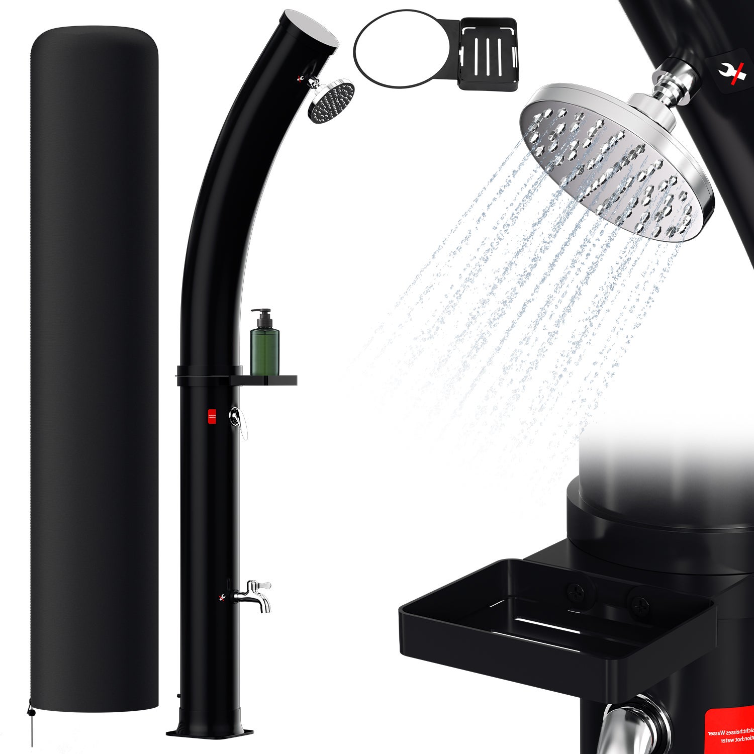 Ducha solar ducha de jardín ducha de exterior camping hasta 60°C 35L ...