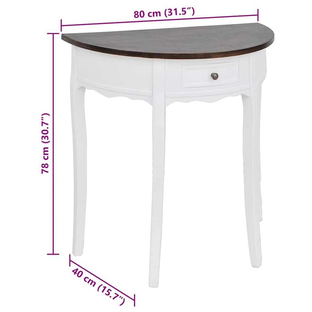 Mesa consola con cajón y tablero marrón, de forma semicircular. | Leroy ...
