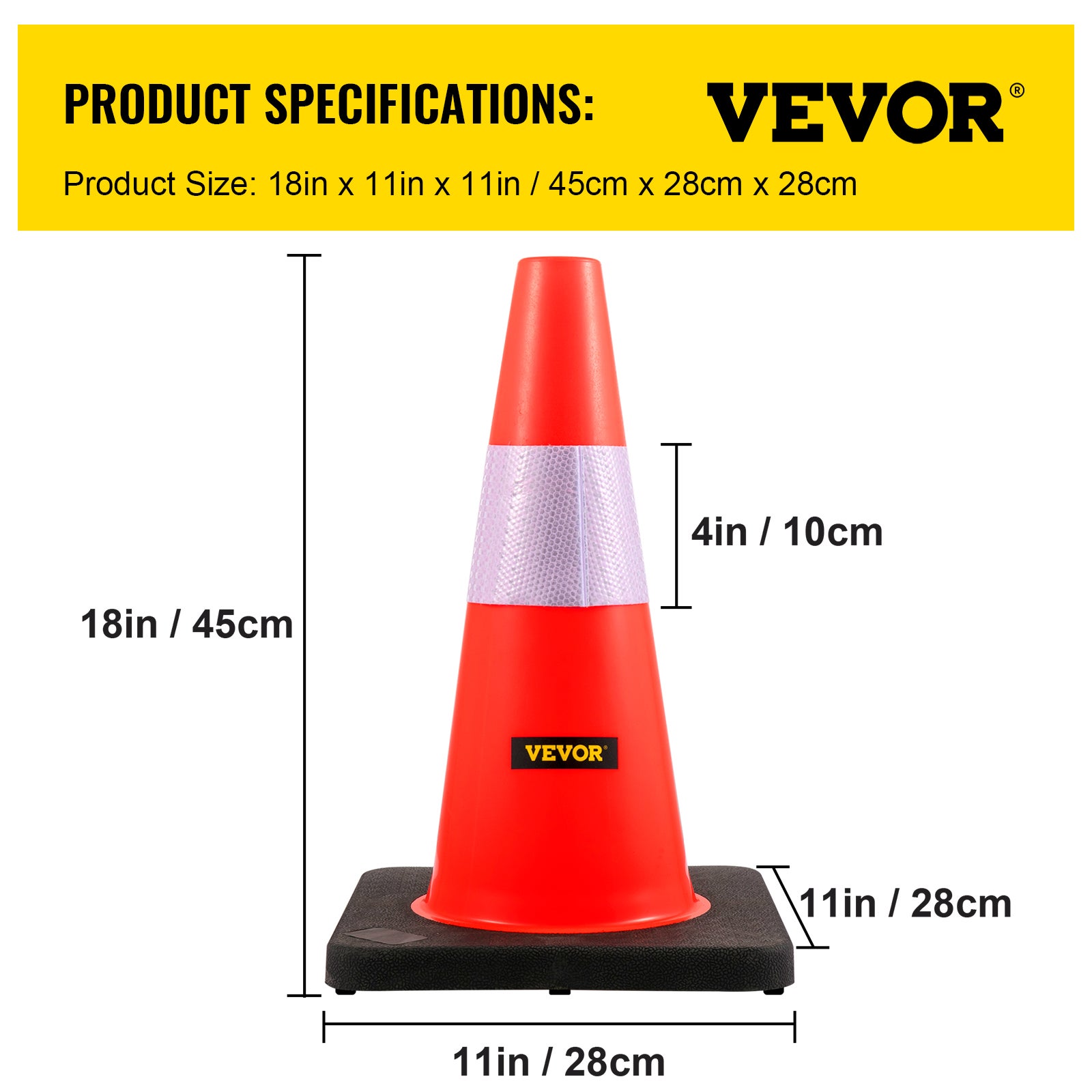 VEVOR Baliza seguridad, altura 45 cm, paquete 5, conos PVC naranja con ...