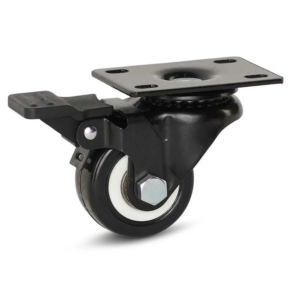 Roue pivotante PU noire freinée - MESO - Platine - 50 mm - 60 kg ...