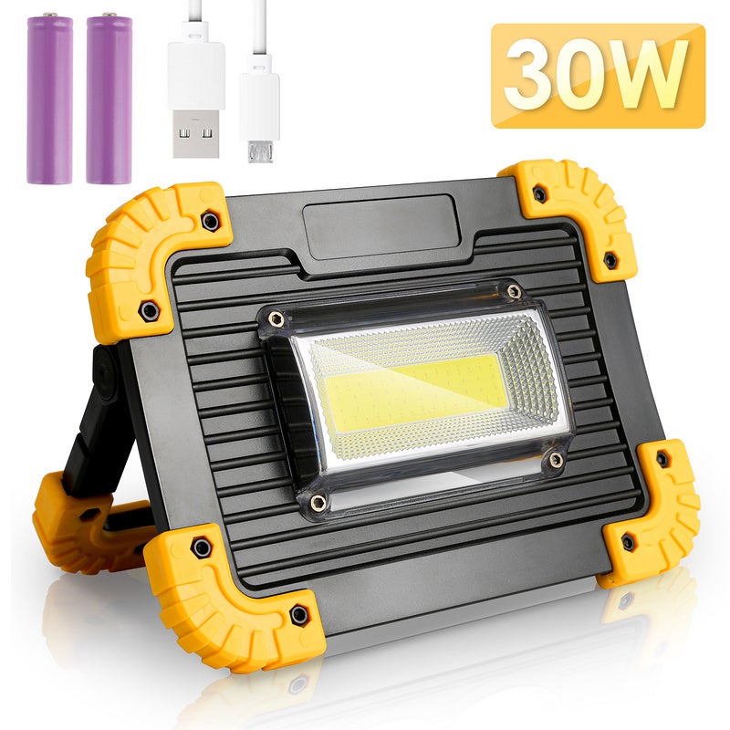 Projecteur LED 30W COB sans fil, lampe de travail, lampe de chantier ...