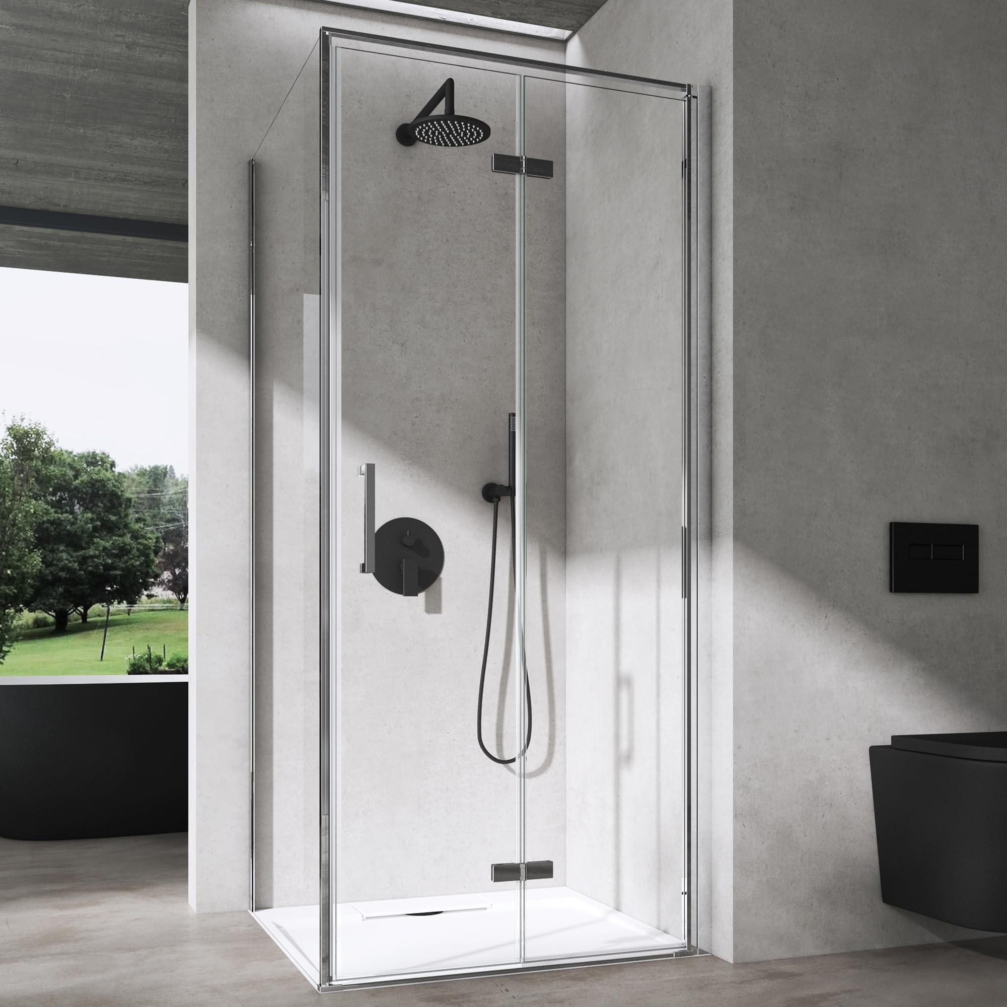Doporro Cabine de Douche en Angle Montage Réversible 75x90x195cm Paroi ...