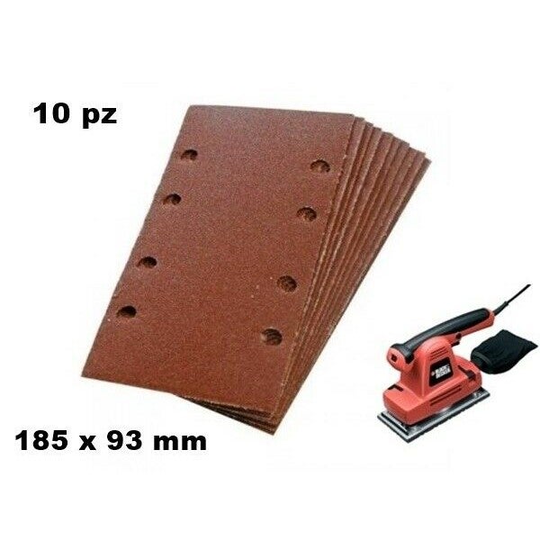 SET 10 FOGLI CARTA VETRATA ABRASIVA VELCRATA 93 X 185 mm GRANA 60 X ...