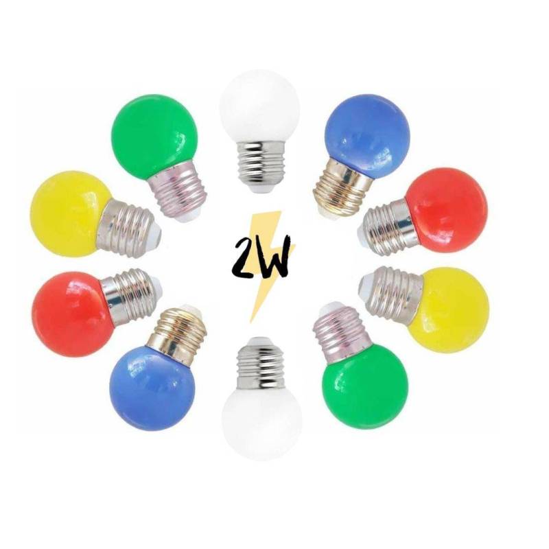 Ampoules guinguette LED 2W multicolore E27 plastique lot de 10 professionnelle | Leroy Merlin