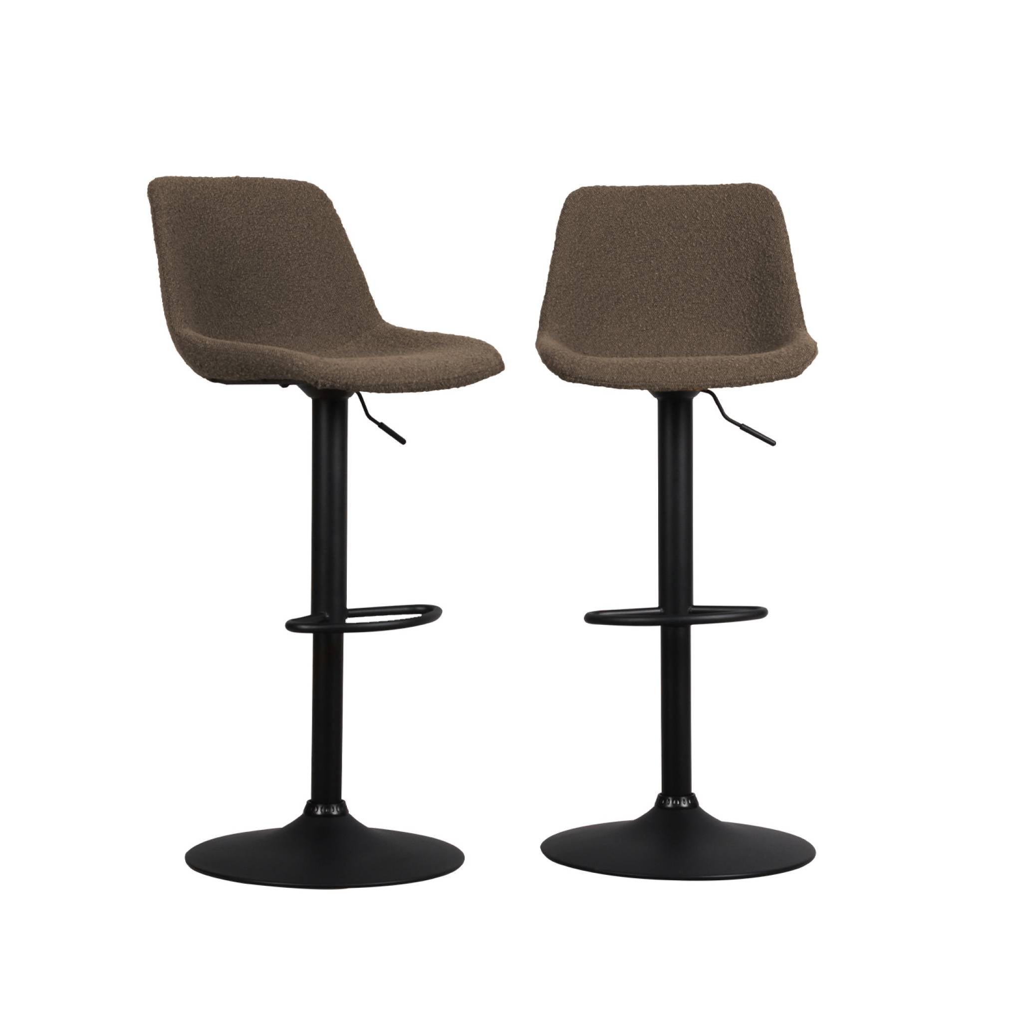 Lot de 2 tabourets de bar réglables - Noah - bouclette texturée taupe ...