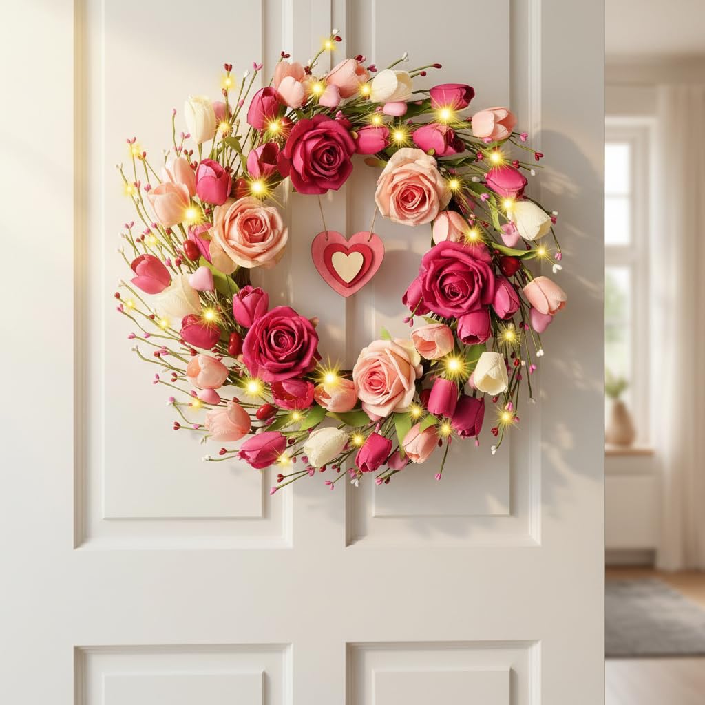 Couronne de tulipes LEDANDER, couronne artificielle pour la Saint ...