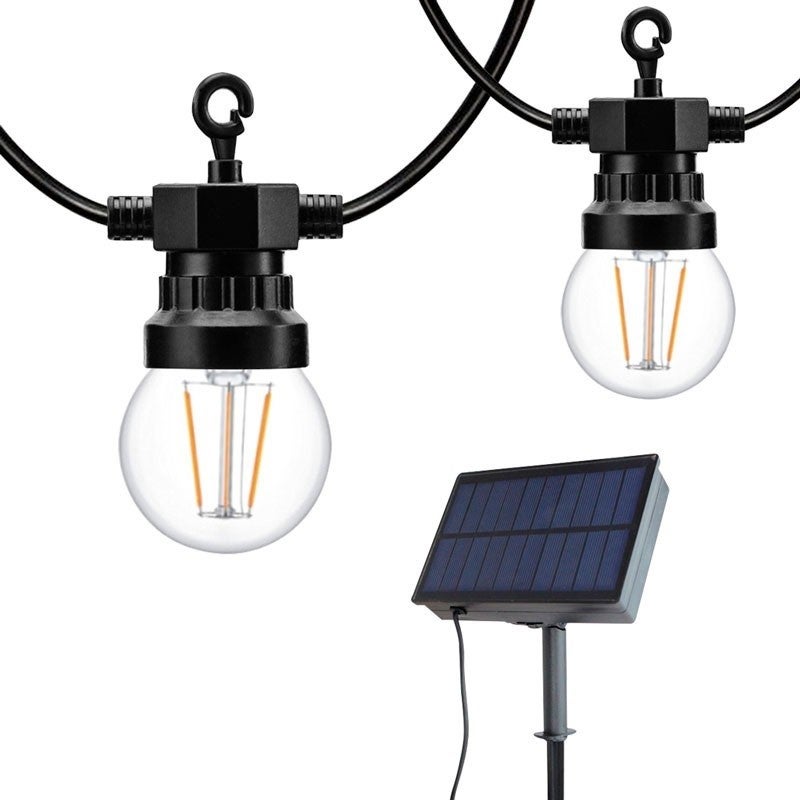Guirnalda LED con panel solar de 8 metros con 10 bombillas integradas ...