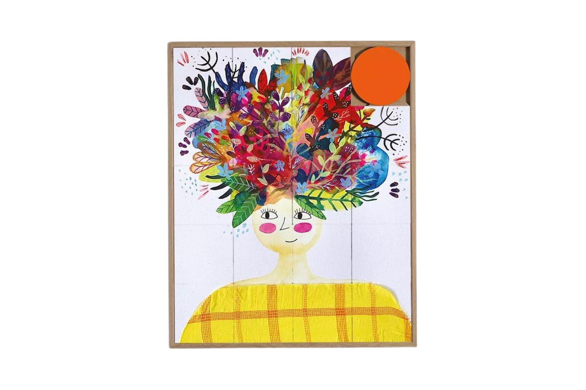 Tableau en bois taquin œuvre originale 63 x 78 - LA DAME AUX FLEURS ...