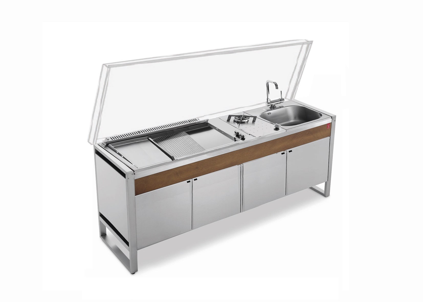 Table Fermée OASI 205C + Plancha OASI 80 Lisse/Lisse Rainurée +Feu Gaz ...