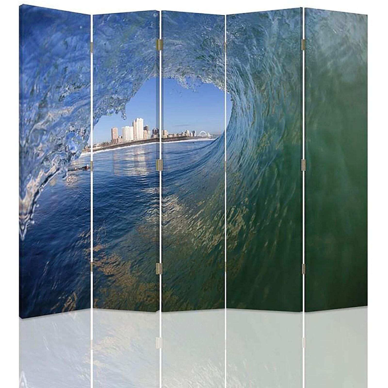 Paravent Design Vagues et Vue Urbaine Panoramique - 180 x 150 cm - 2 ...