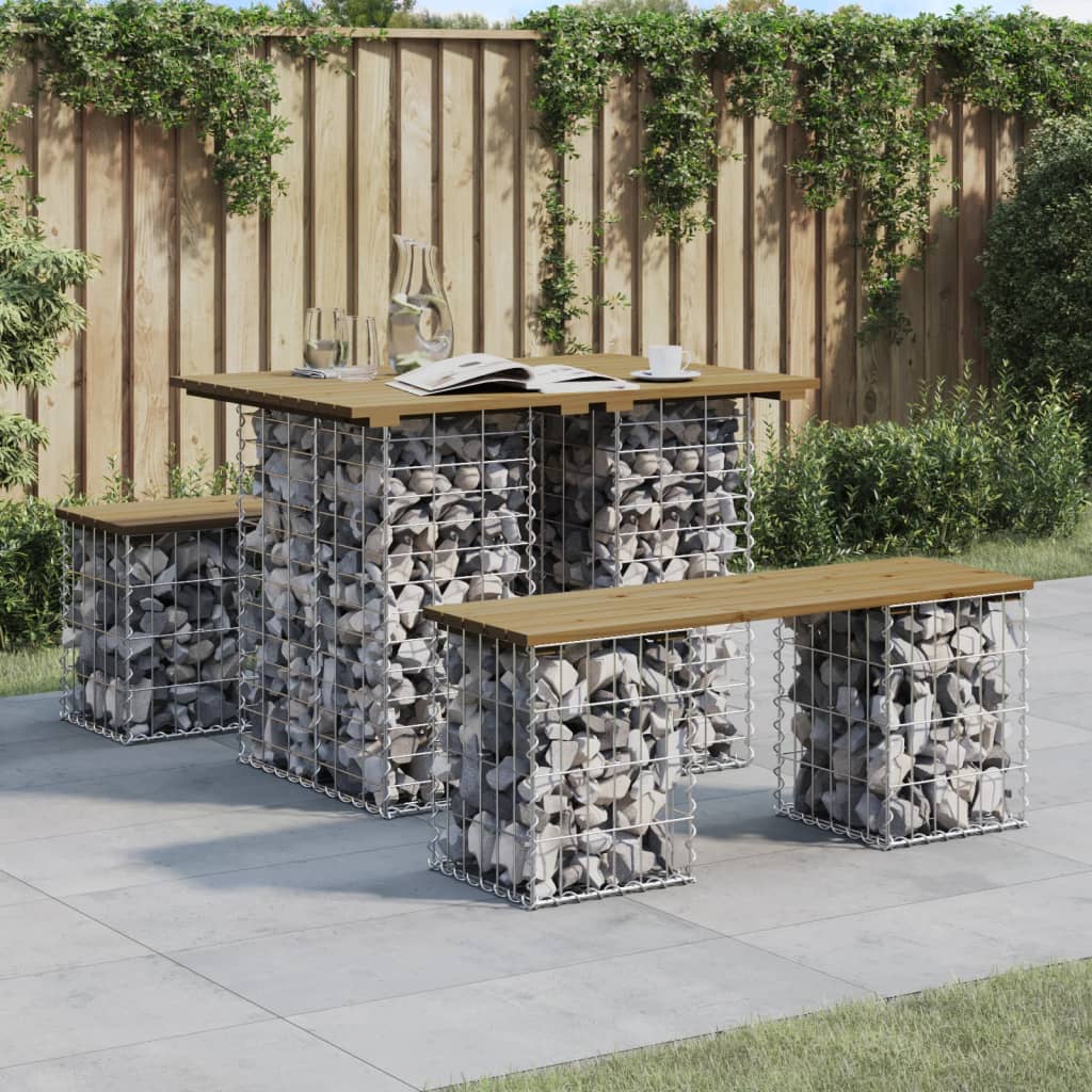 Table de jardin Gabion Design 100x70x72 cm Bois de pin imprégné vidaXL ...