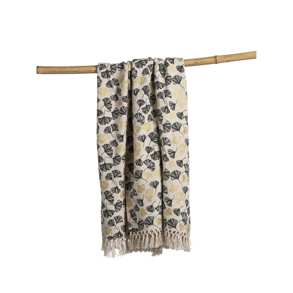 Plaid 125X150cm en coton noir et doré Ginko | Leroy Merlin