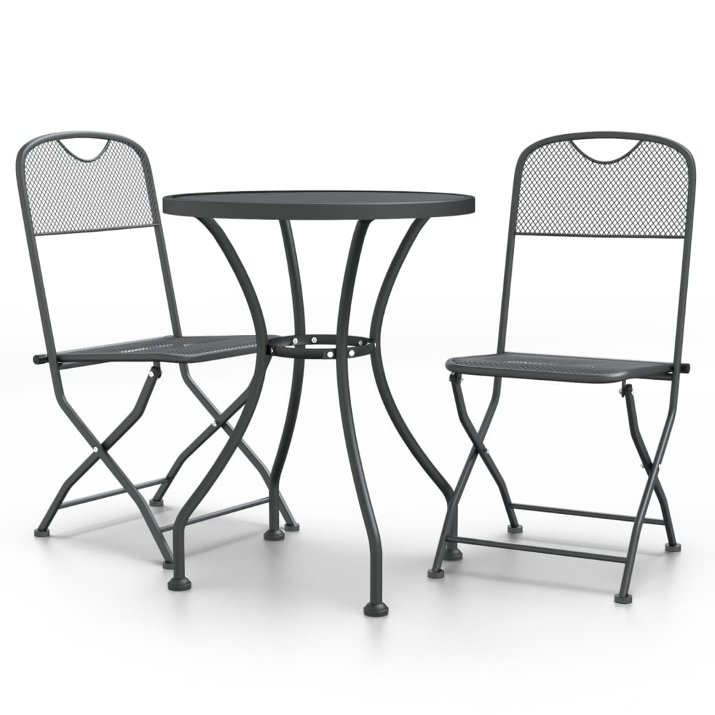 Mobilier à dîner de jardin 3 pcs Maille Métal Anthracite 3 | Leroy Merlin