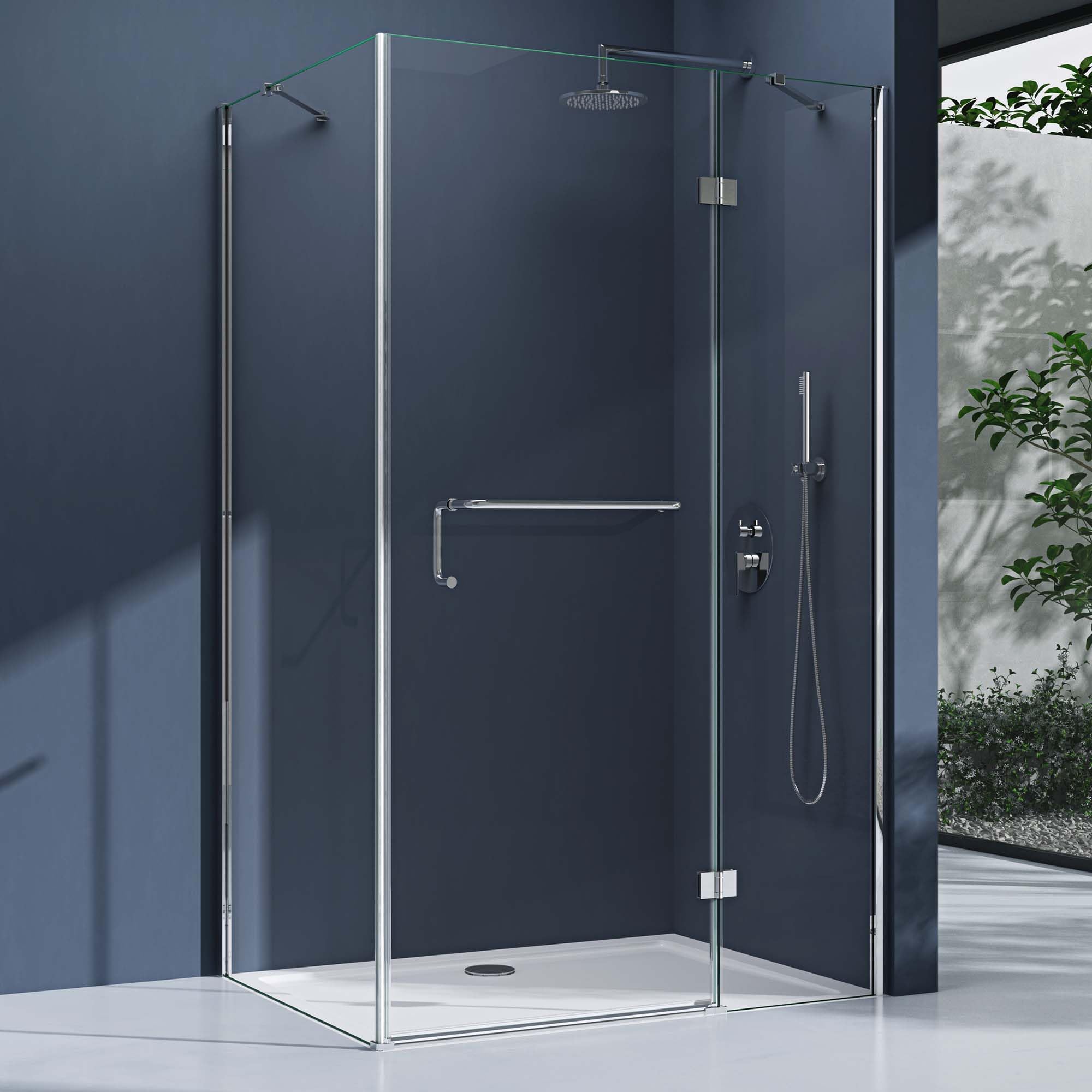 Doporro Cabine de douche transparent en angle 75x100cm paroi de douche ...