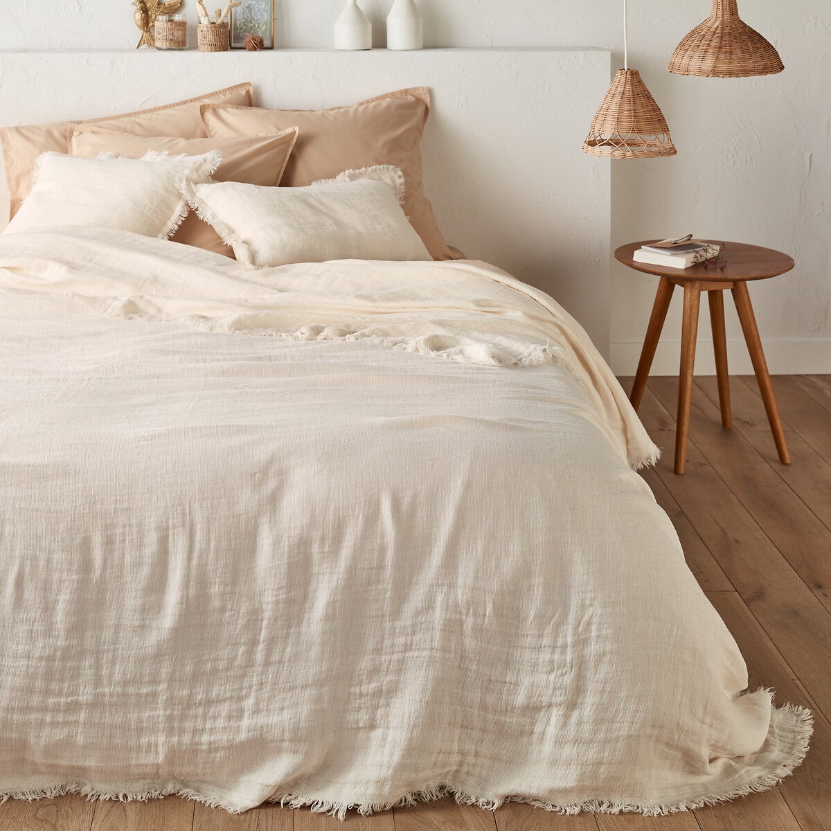 Dessus de lit lin lavé, Linange - Ecru - 280 x 280 cm | Leroy Merlin