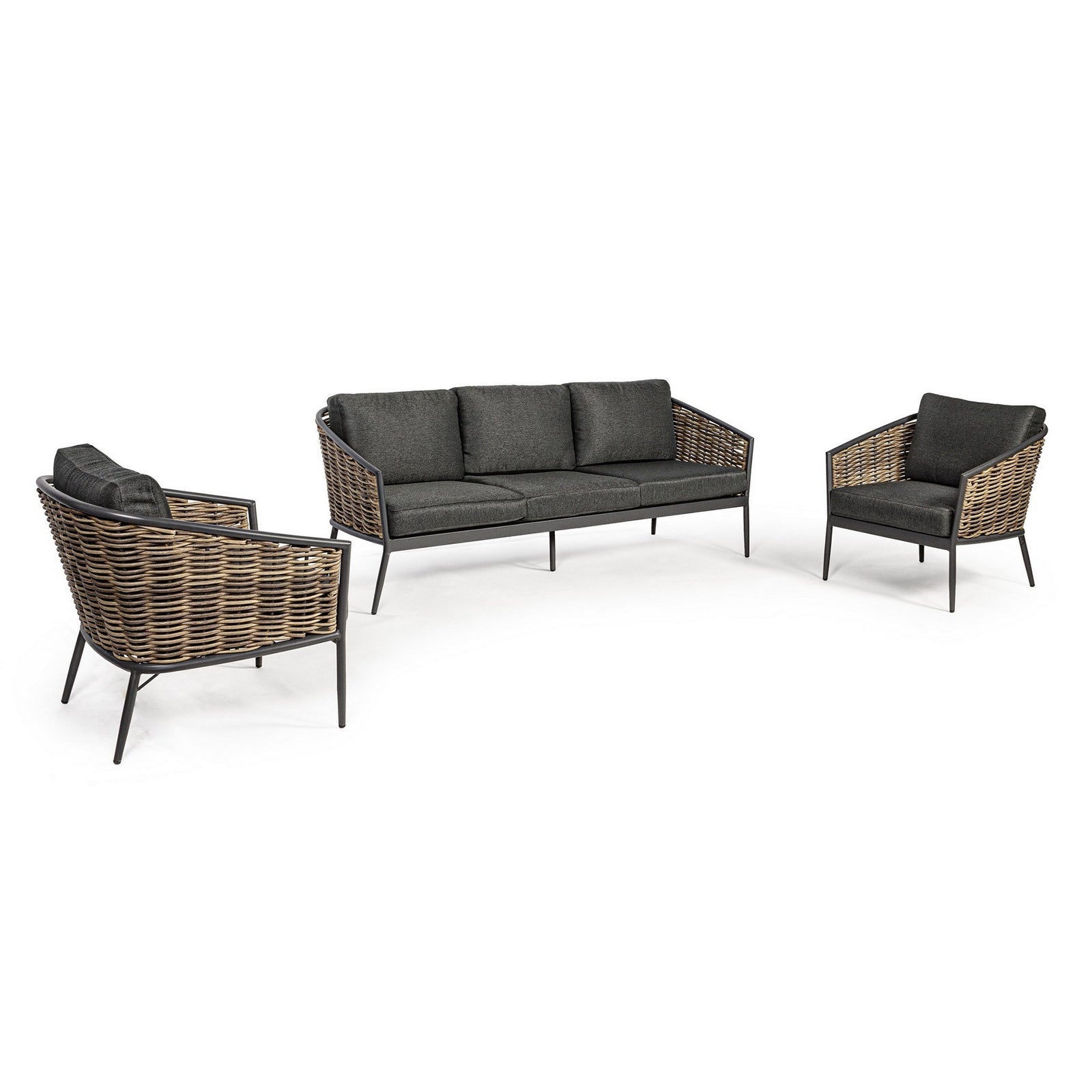 Ensemble 3 pcs Salon avec coussins Maribela anthracite | Leroy Merlin