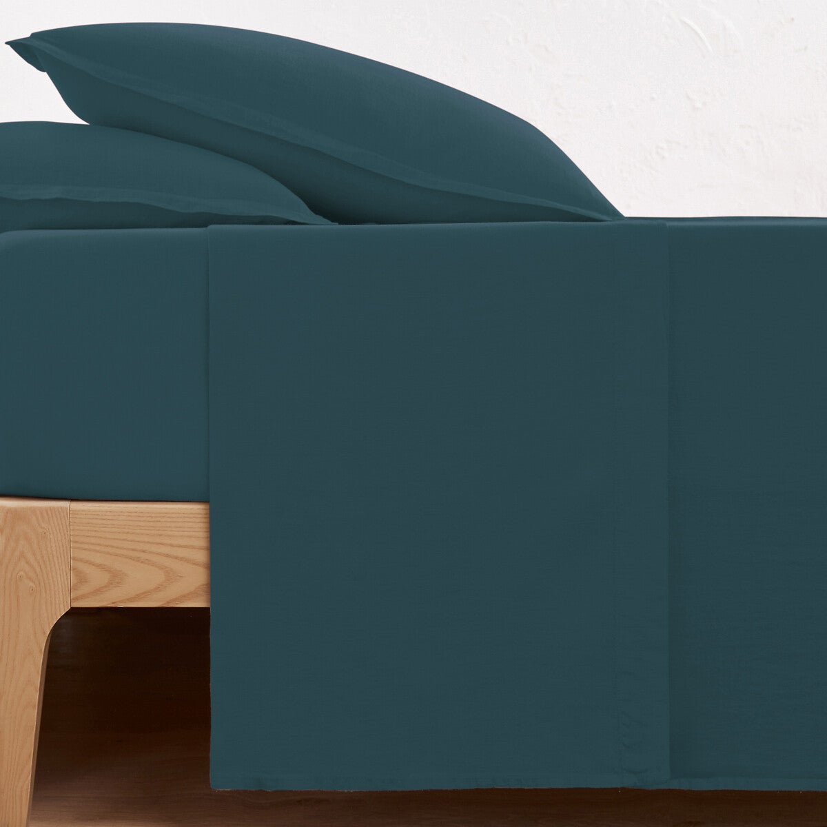 Drap plat uni en lin lavé, Linot - Bleu pétrole - 270 x 290 cm | Leroy ...