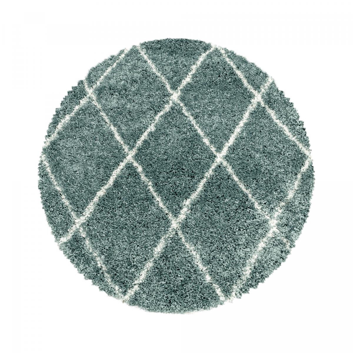 Tapis berbère rond Ø80cm tissé motif losange SHAGGY A bleu | Leroy Merlin