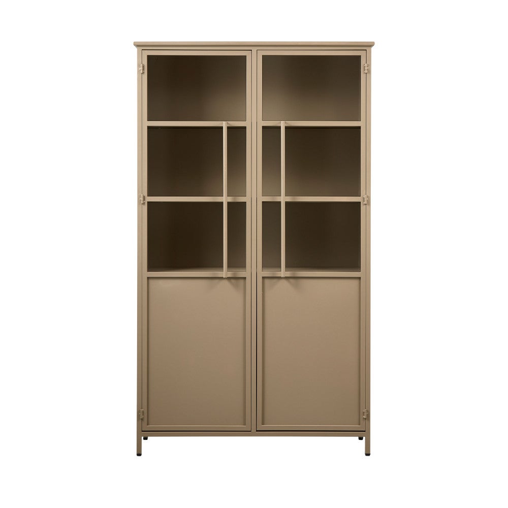 Vitrine 2 portes en métal H170cm beige - EXHIBIT | Leroy Merlin