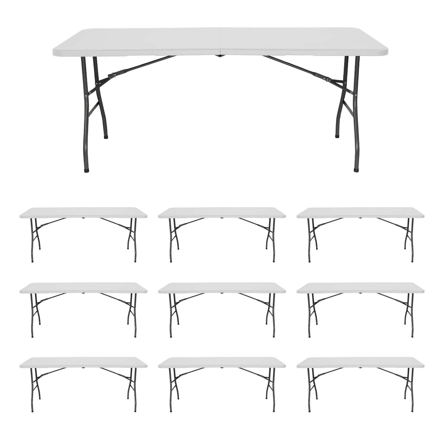 MegaPack 10 Tables Pliantes 180cm Rectangulaire Blanc Restauration ...