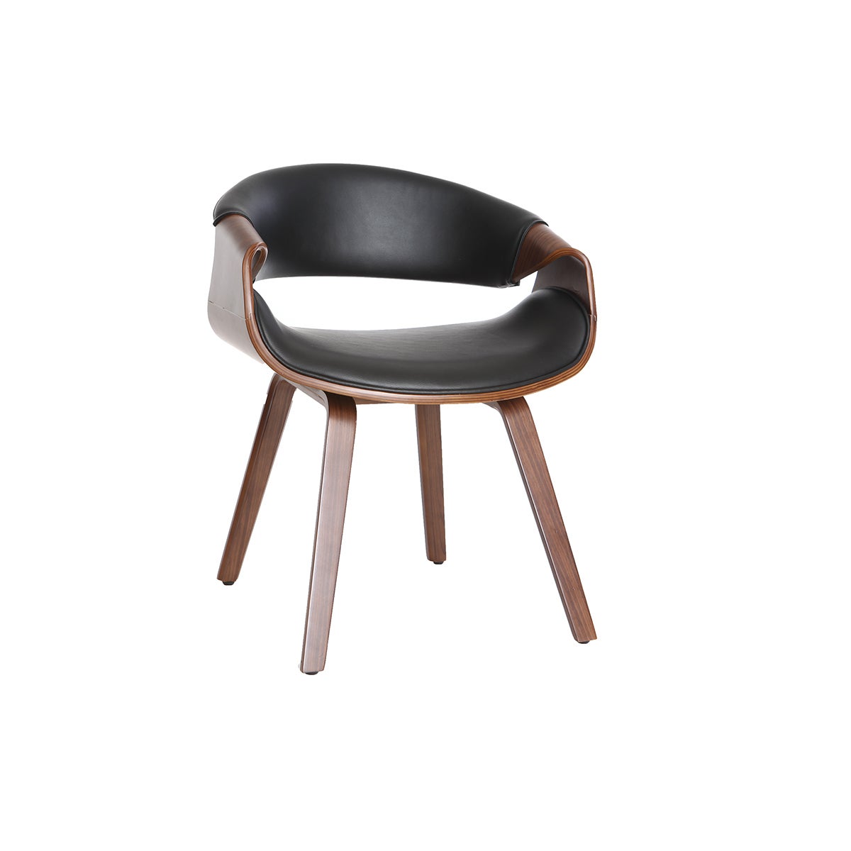 Fauteuil design noir et bois foncé noyer ARAMIS | Leroy Merlin