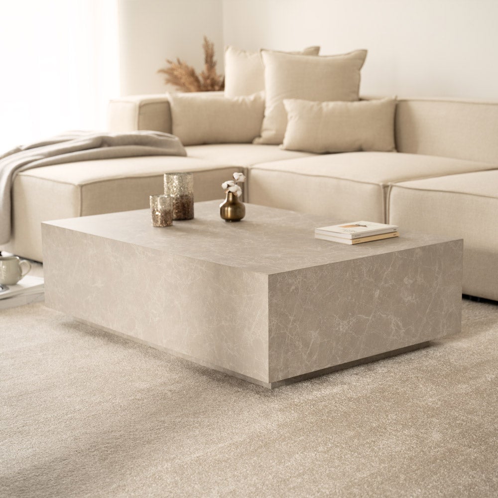 Table basse marbre HOME DELUXE AMIRI XXL - 120 x 80 cm beige | Leroy Merlin