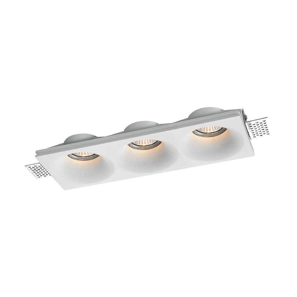 3*GU10 Rectangular Empotrable Triple LED Portalà¡mparas de Yeso con Corte Biselado Color Blanco ...