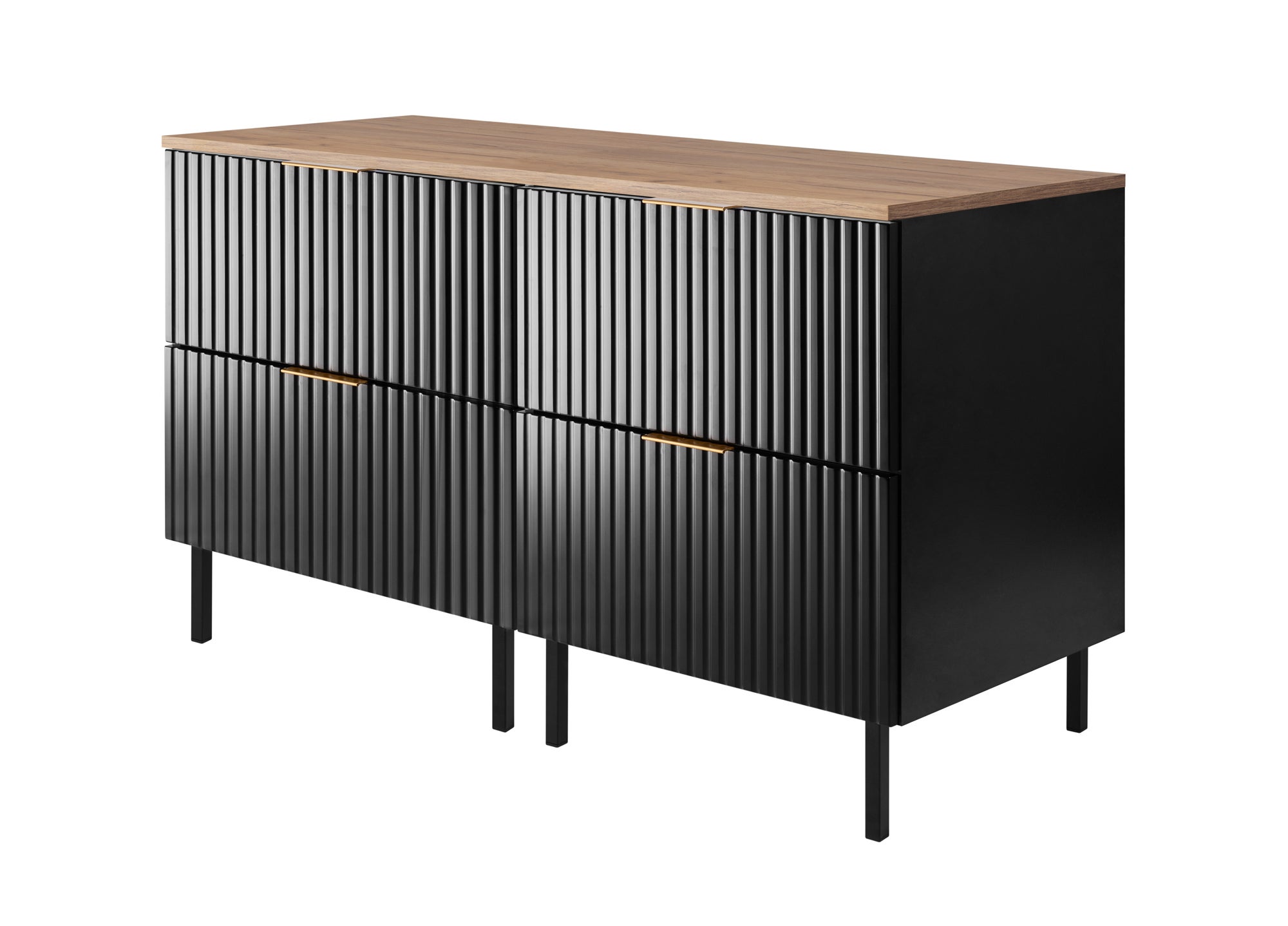 Mueble de lavabo, Negro / Roble Craft + tirador dorado, 120 (2 x 60 cm ...