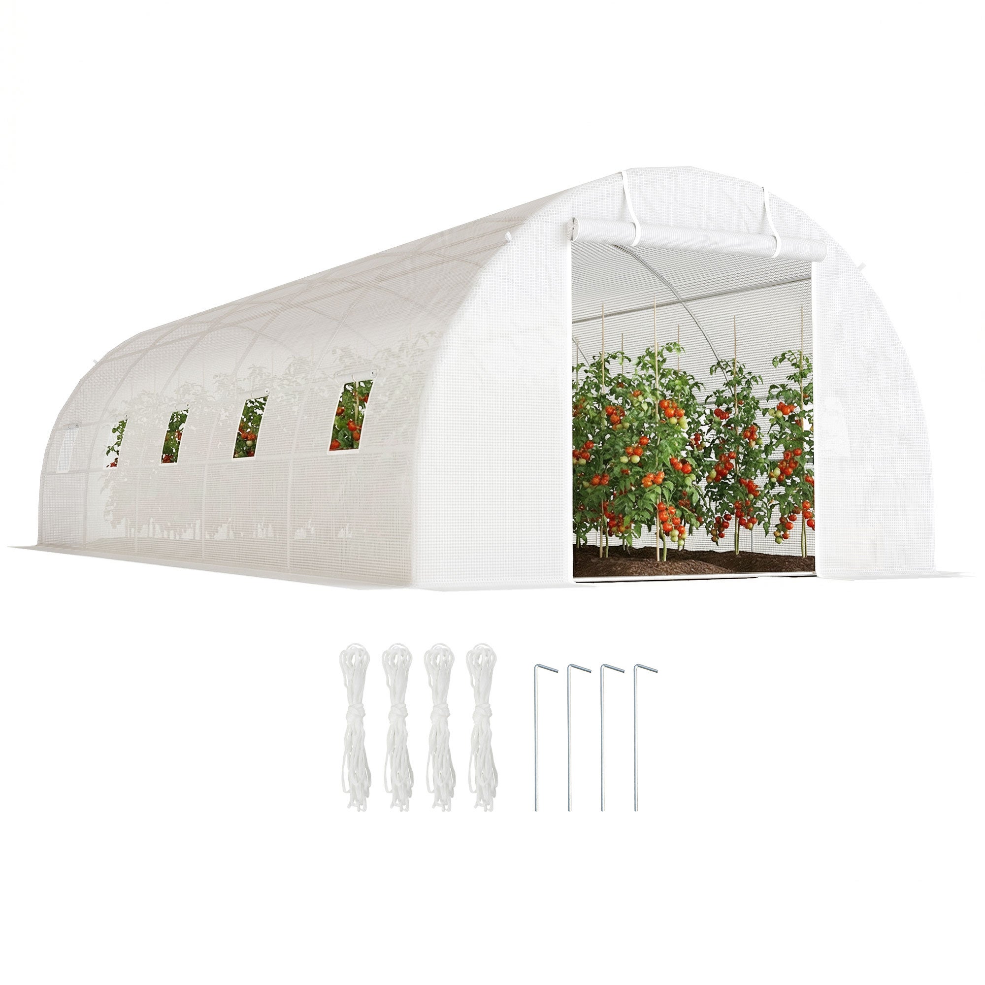 Serre tunnel 8 x 3 x 2 m avec revêtement plastique et armature en acier ...