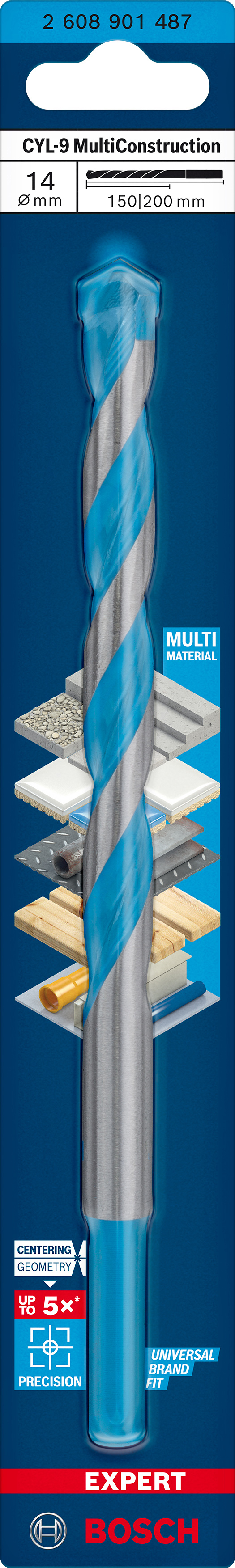Ensemble de 5 Forets Multiconstruction Bosch CYL-9 14x150/200 mm ...