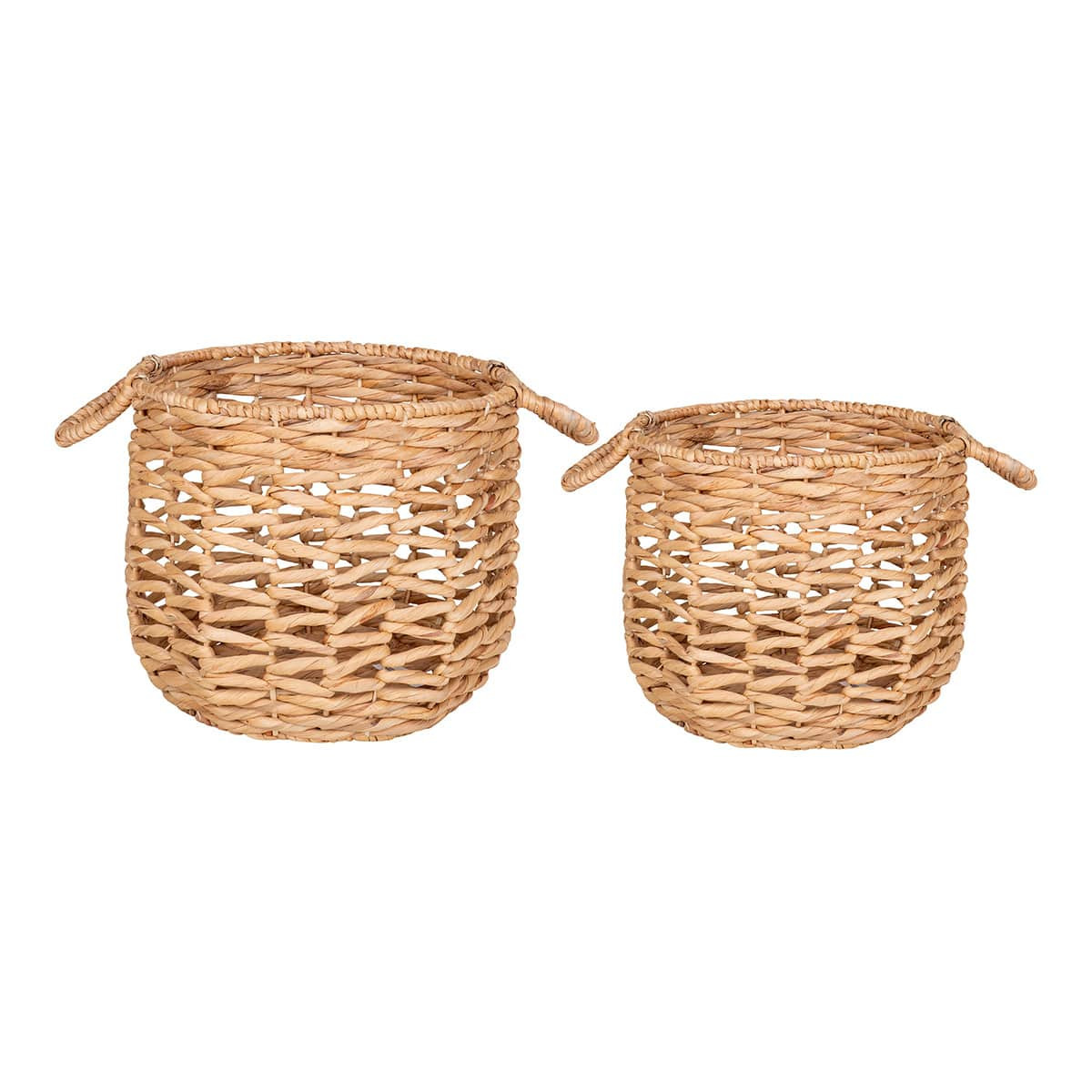 JASMINE - Lot de 2 paniers Ronds Tressés en Jacinthe d'Eau Naturelle ...