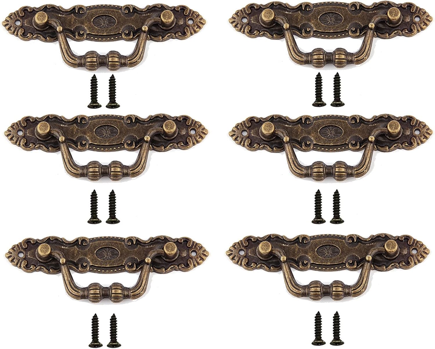 6 tiradores de cajón vintage de aleación de zinc, con 12 tornillos ...