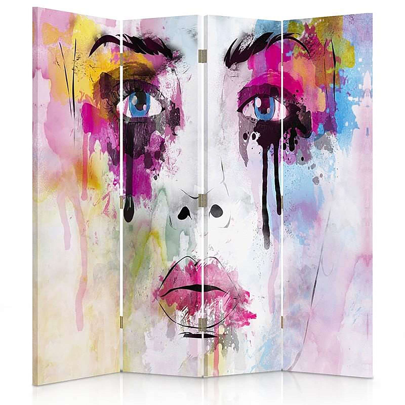 Paravent Design Visage Artistique Abstrait 4 Panneaux - 145 x 180 cm ...