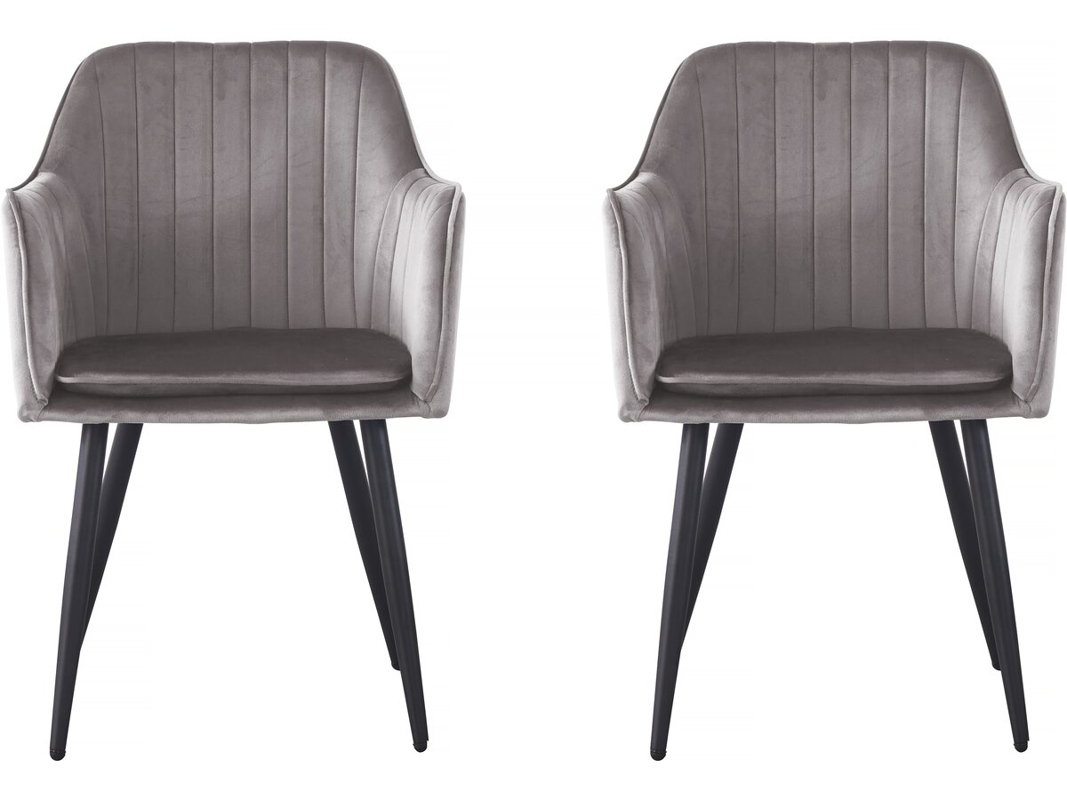 Juego de 2 sillas de terciopelo con reposabrazos "Velma" - Gris | Leroy ...
