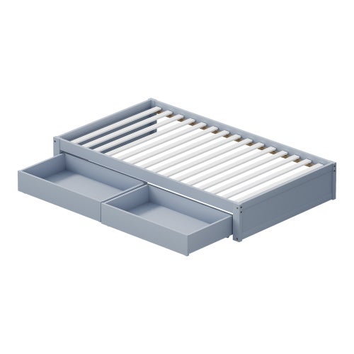 Lit pour enfants en bois massif 90 x 200 cm avec 2 tiroirs et sommier à ...