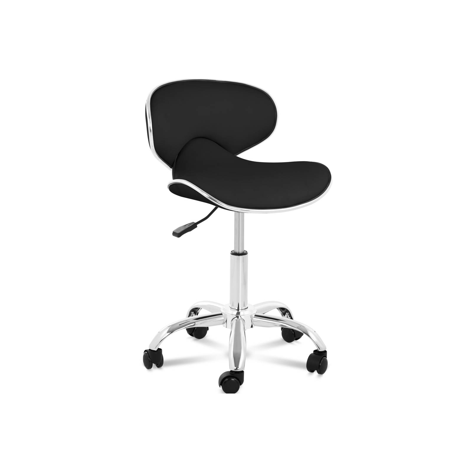 Taburete con ruedas y respaldo - 48 - 62 cm - 150 kg - Negro | Leroy Merlin