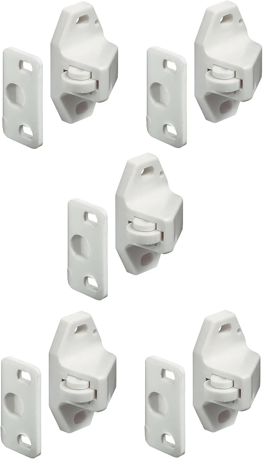 5x Loqueteau à rouleau blanc universel avec contre pièce à visser ...
