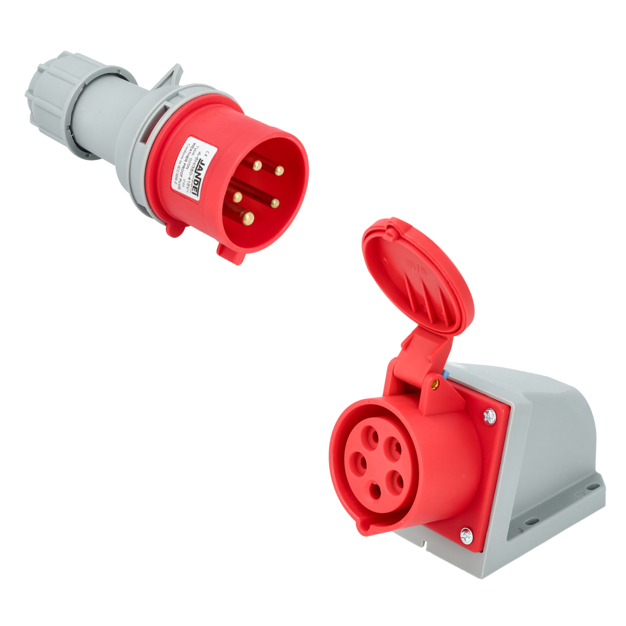 Conector de Potencia, Toma industrial 4P+E 6H 240+415 Vac IP44 (Macho ...