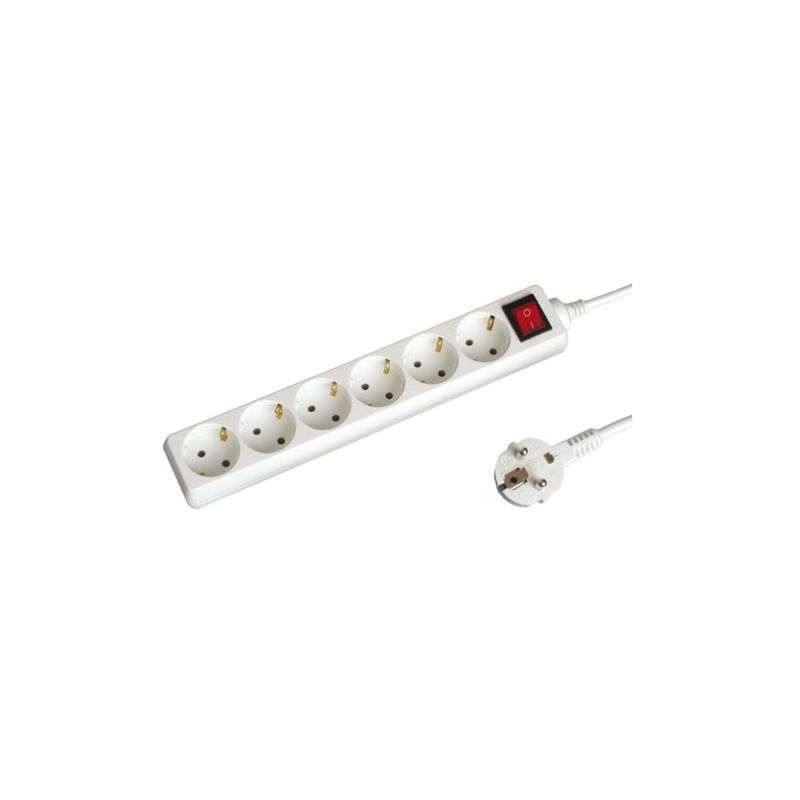 Embases multiples 6 fiches avec interrupteur 1,5 m de câble blanc 3x1 ...