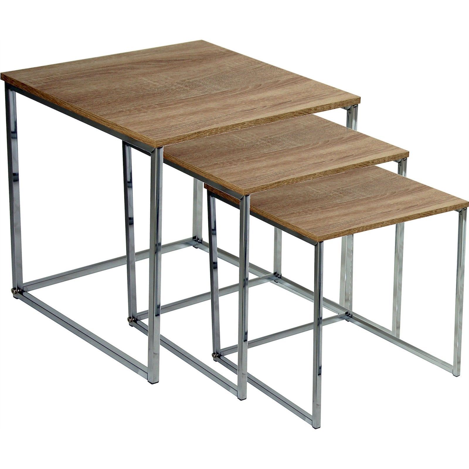 Table gigogne design bois et pieds métal élégant 53 x 39 x 48 cm Chêne ...