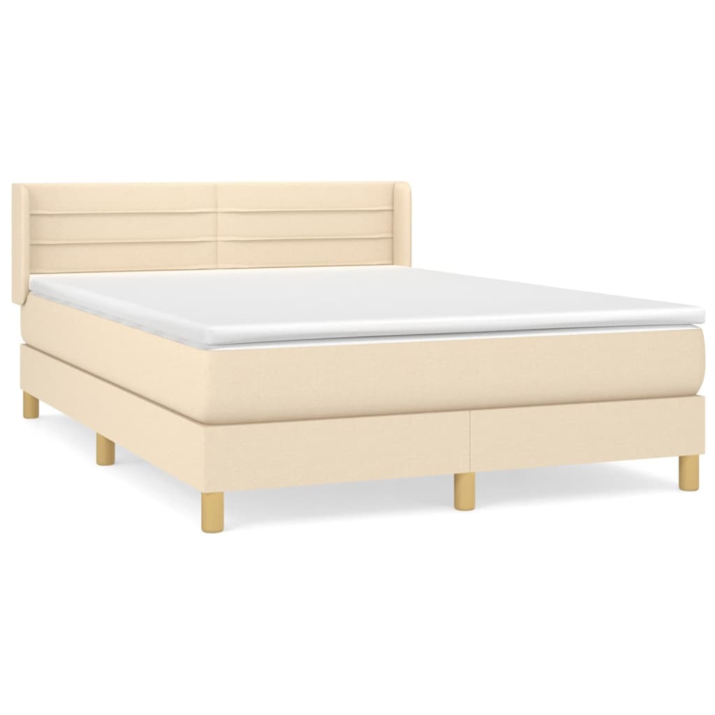 Cama box spring con colchón tela color crema 140x190 cm | Leroy Merlin