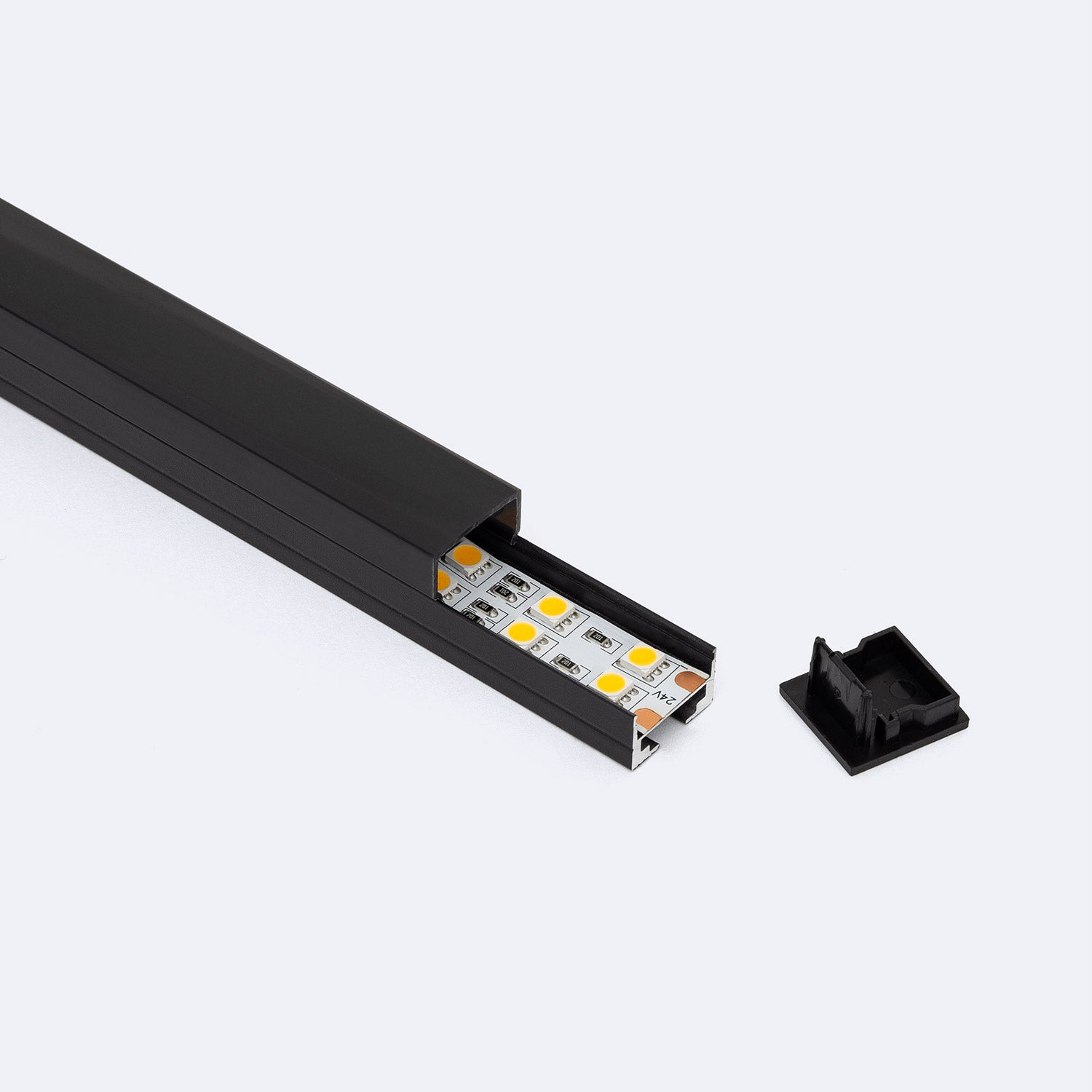 Ledkia - Perfil Aluminio Colgante 2m para Tira LED hasta 17 mm, Negro 2 ...